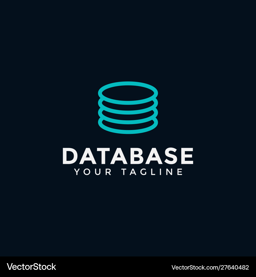 Circle database digital storage line logo design Vector Image