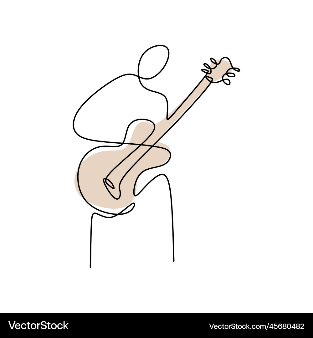 Continuous line drawings playing the guitar Vector Image
