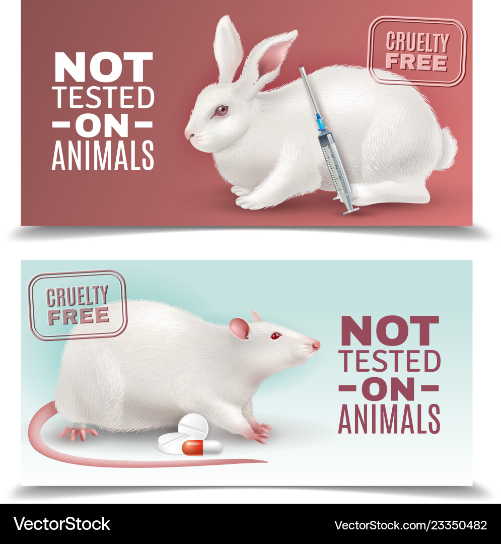 Cruelty-Free Animal Testing Banners Royalty Free Vector