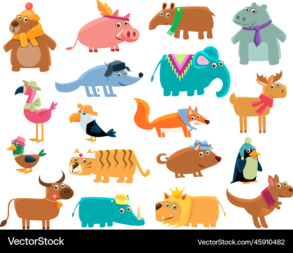Cute animal sticker isolated on white background Vector Image