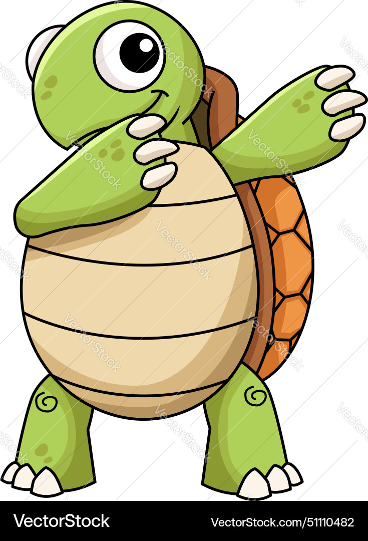 Dabbing turtle character cartoon clip art Vector Image