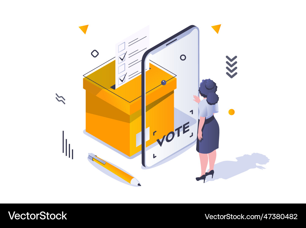 Election and voting concept in 3d isometric design