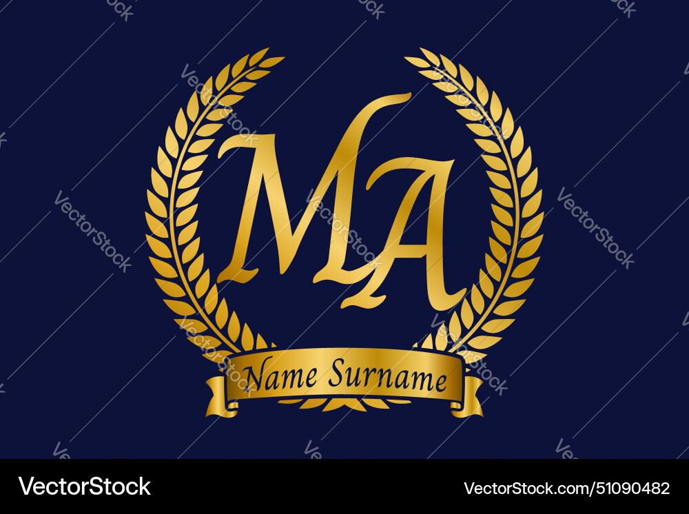 Initial letter m and a ma monogram logo design Vector Image