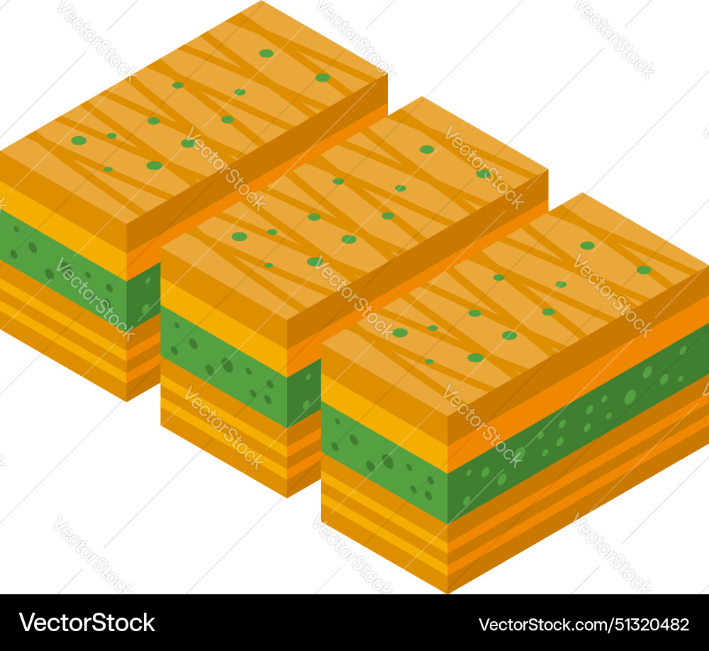 Isometric of baklava dessert Royalty Free Vector Image