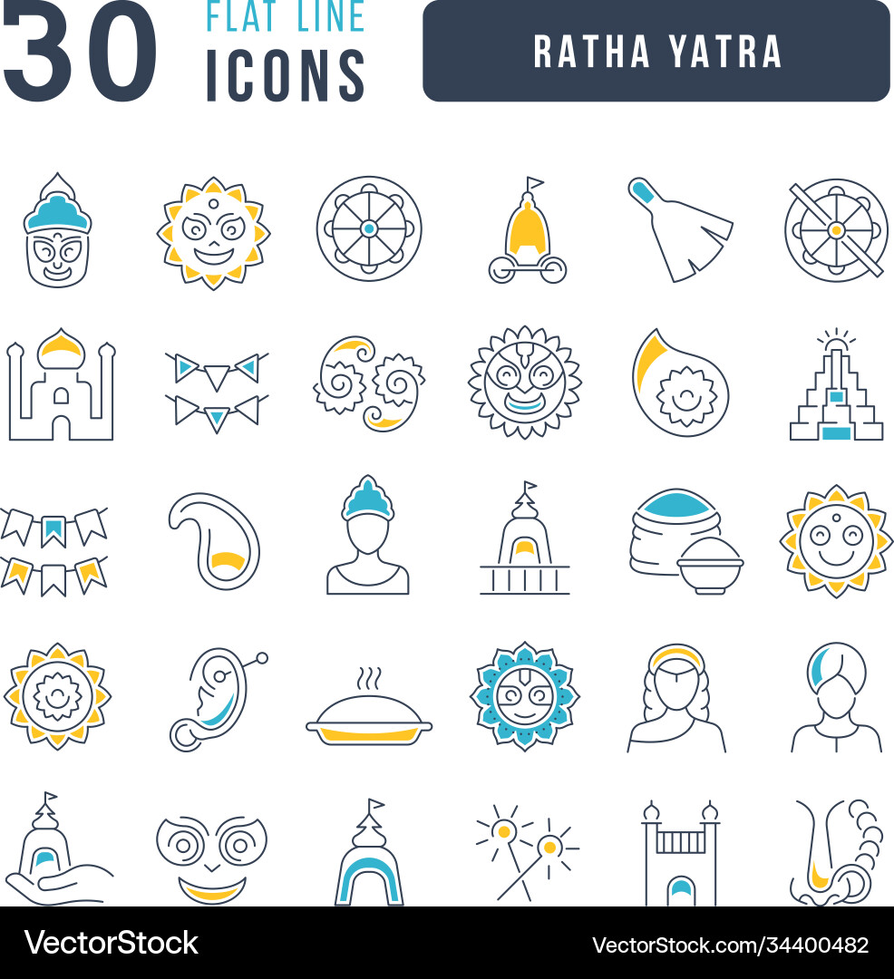 Line icons ratha yatra Royalty Free Vector Image