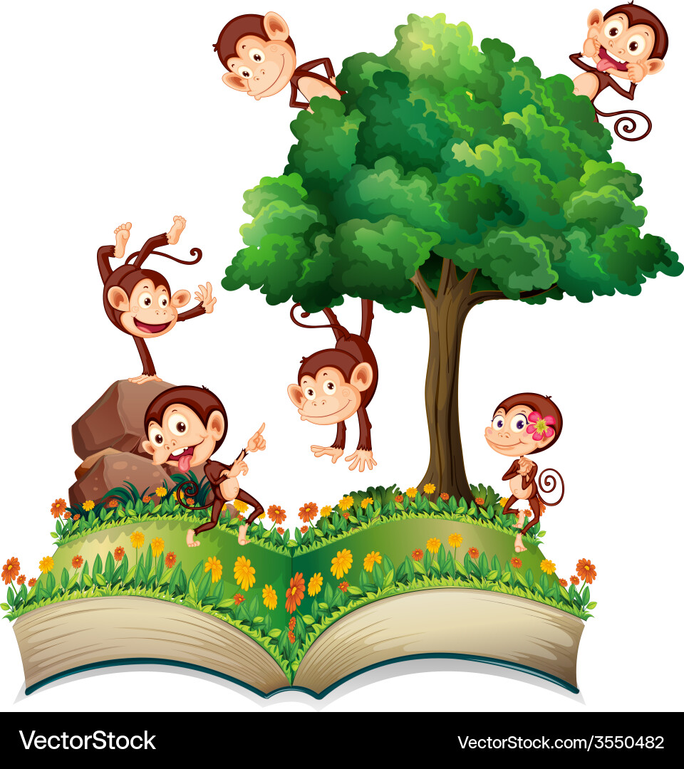 Monkeys and tree Royalty Free Vector Image - VectorStock