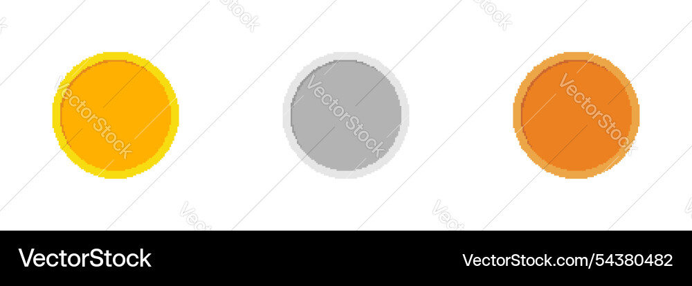 Pixel art colored coins icon set pixelated gold Vector Image
