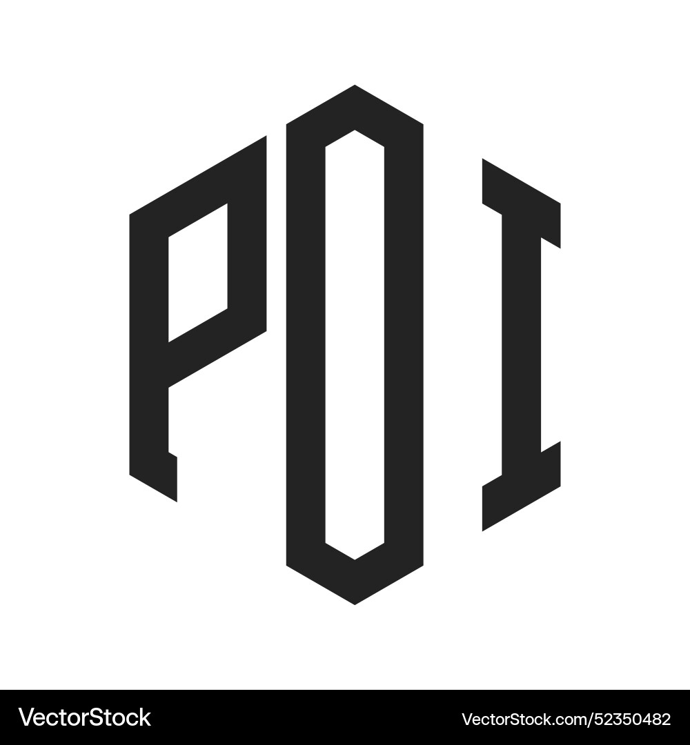 Poi logo design initial letter monogram Royalty Free Vector