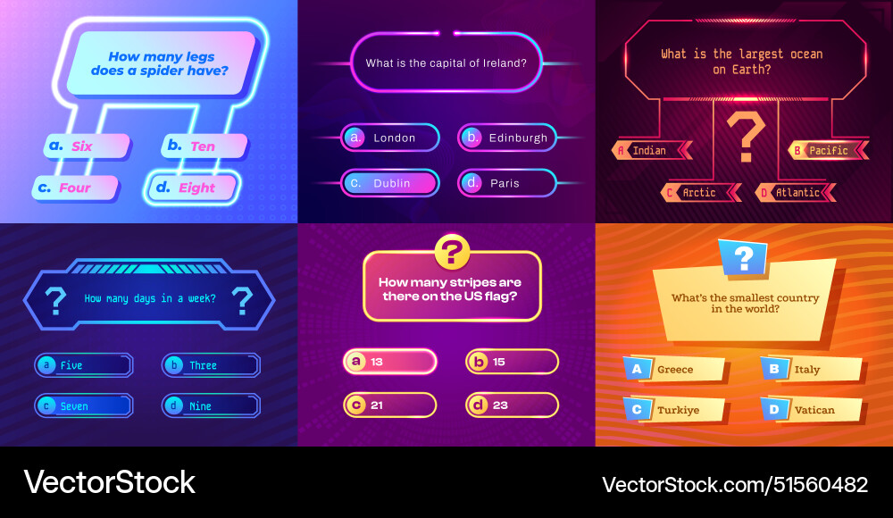 Quiz game ui show template with question Vector Image
