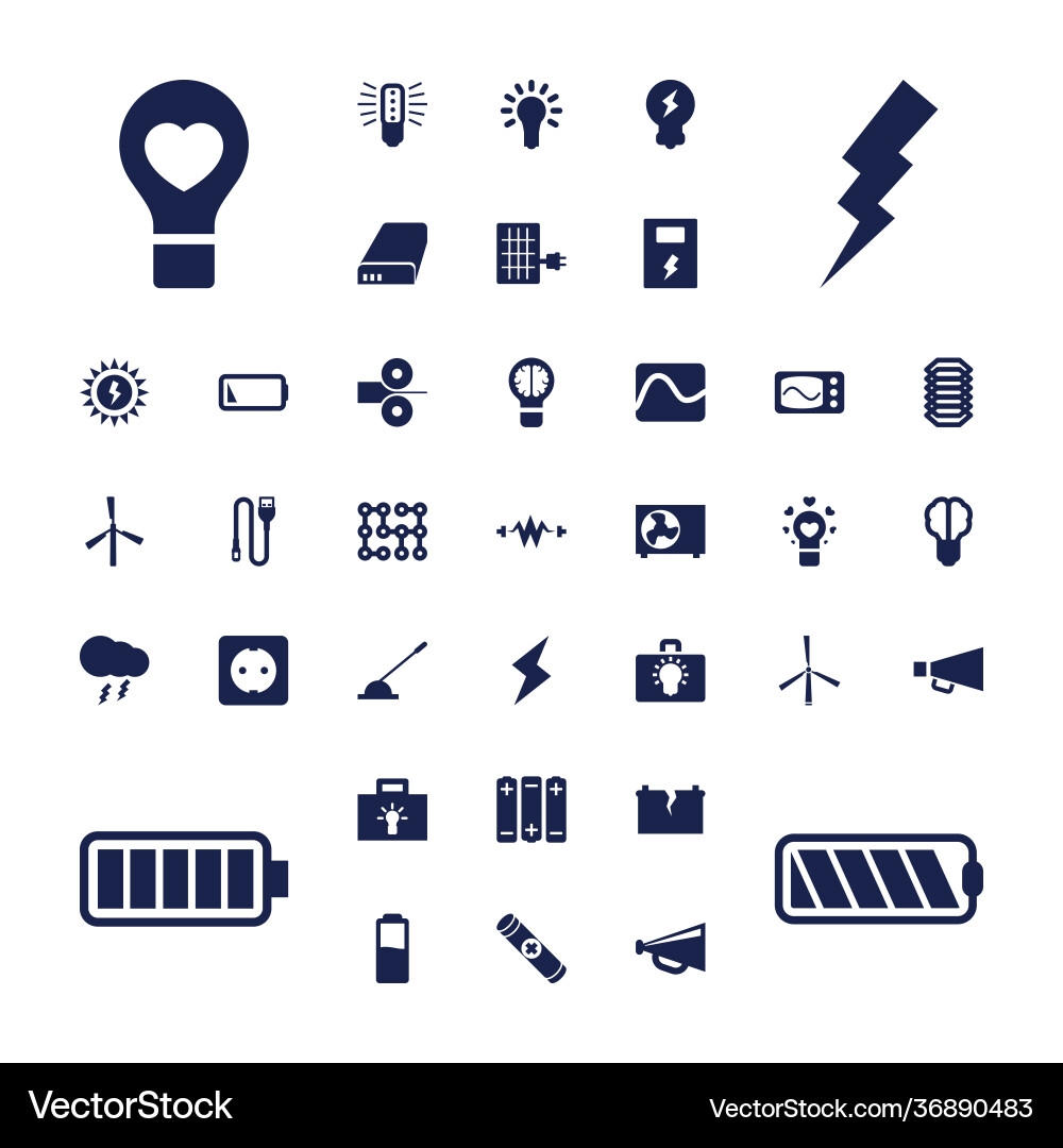 37 Stromsymbole Lizenzfreies Vektorbild - VectorStock