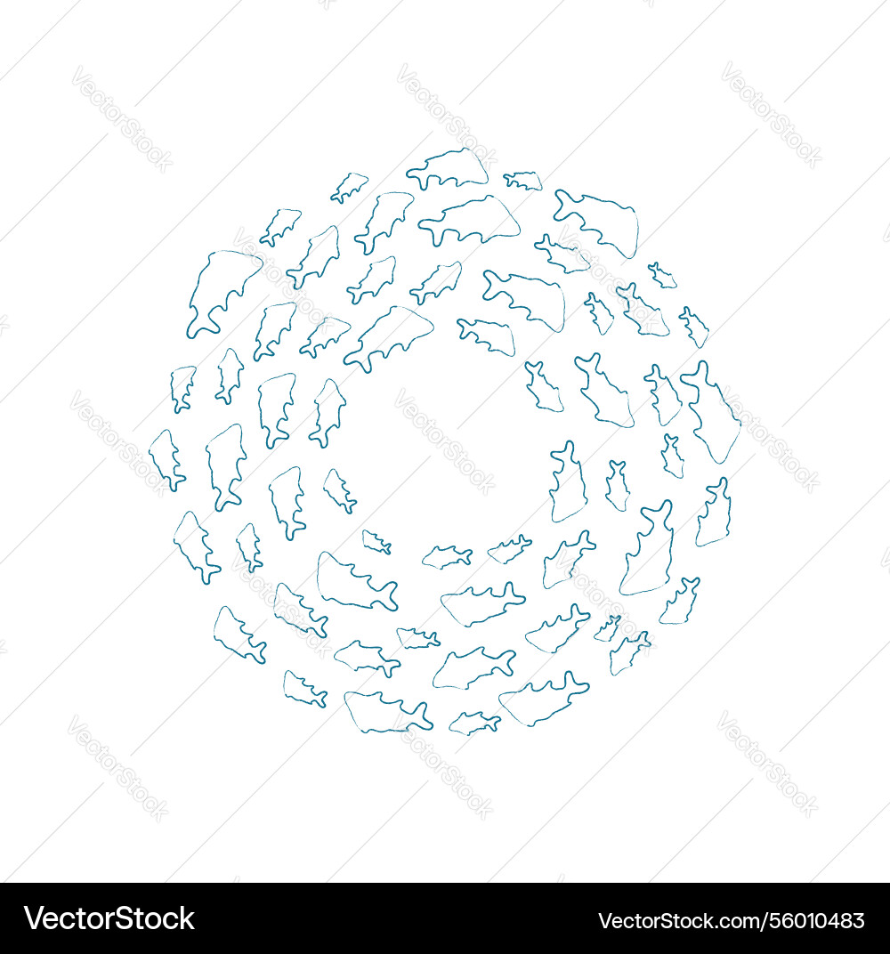Aquatic fish school silhouette Royalty Free Vector Image
