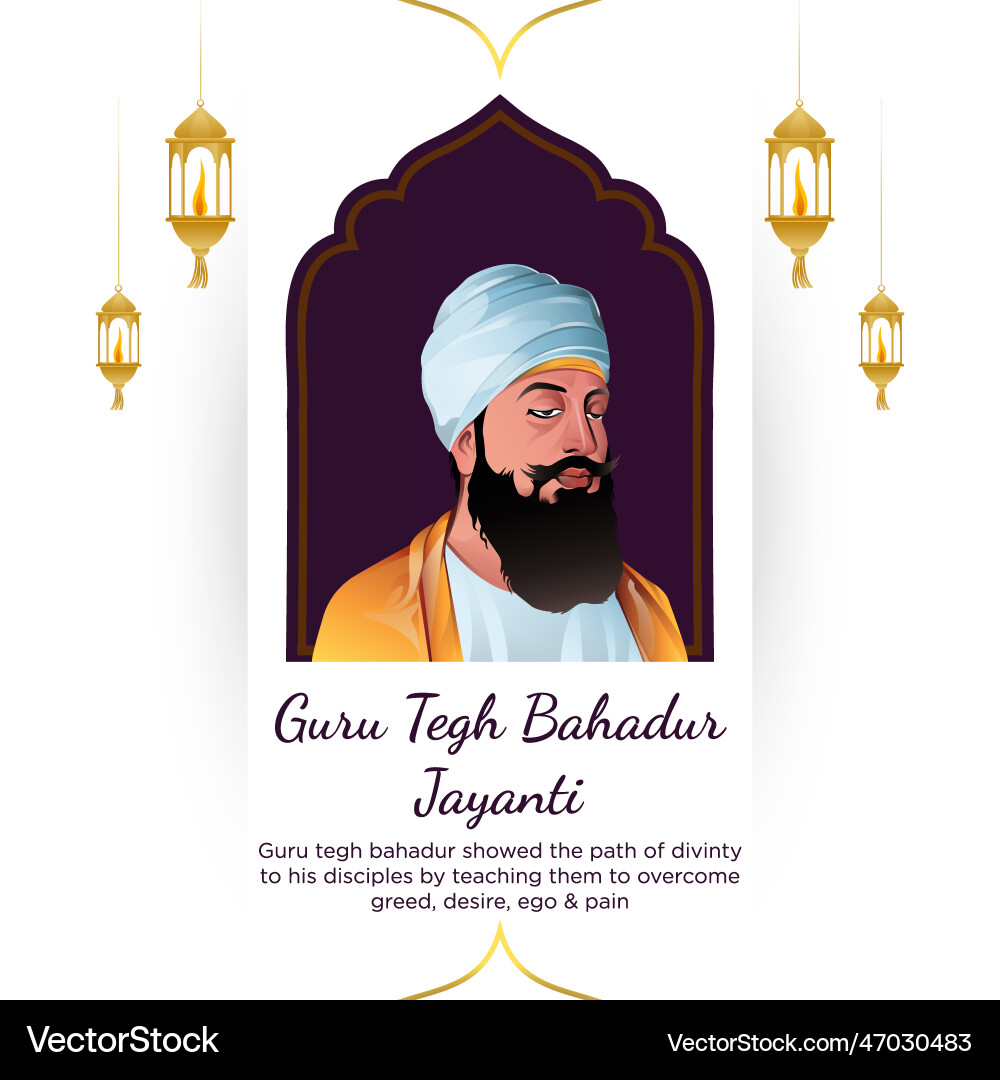 Banner design of guru tegh bahadur jayanti Vector Image