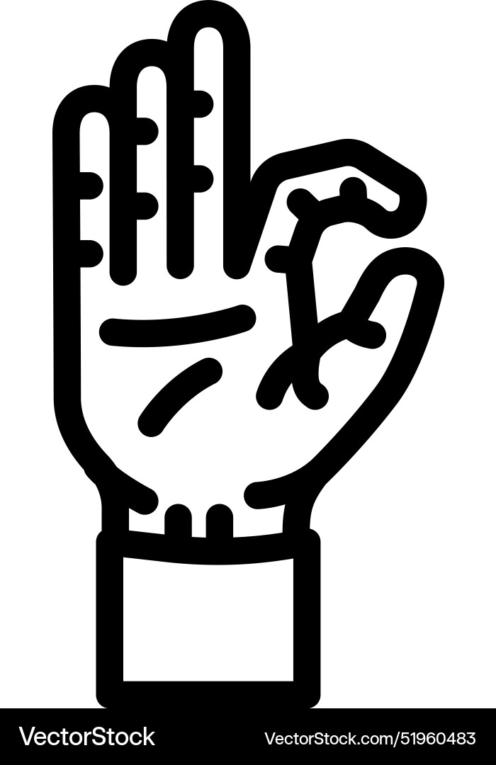 Buddha hand gesture mudra line icon Royalty Free Vector