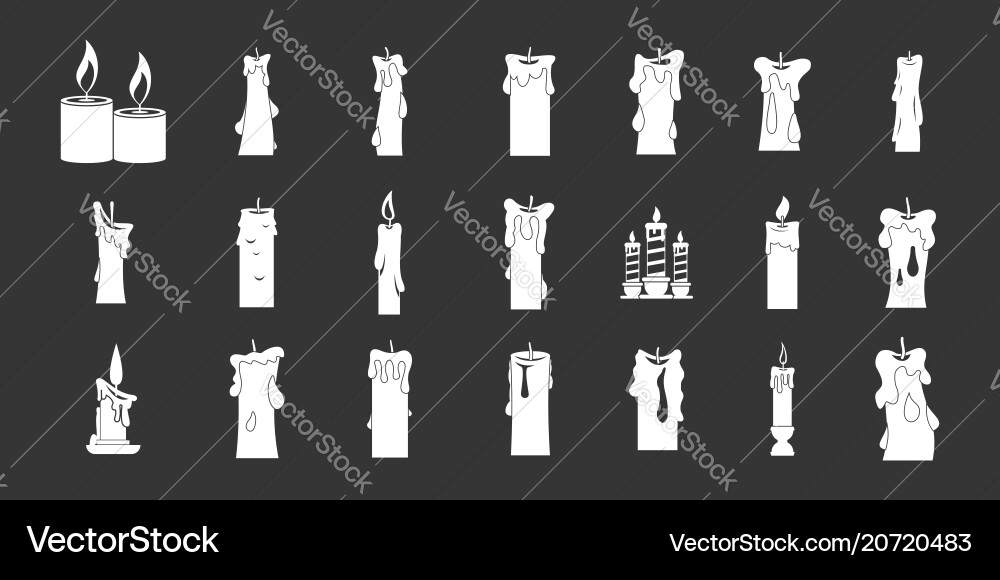 Candle icon set grey Royalty Free Vector Image