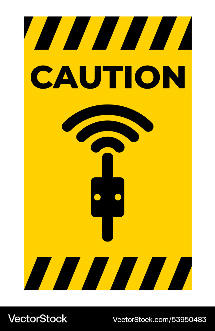 Caution sign with wi-fi symbol and plug icon Vector Image