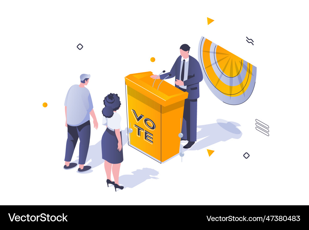 Election and voting concept in 3d isometric design