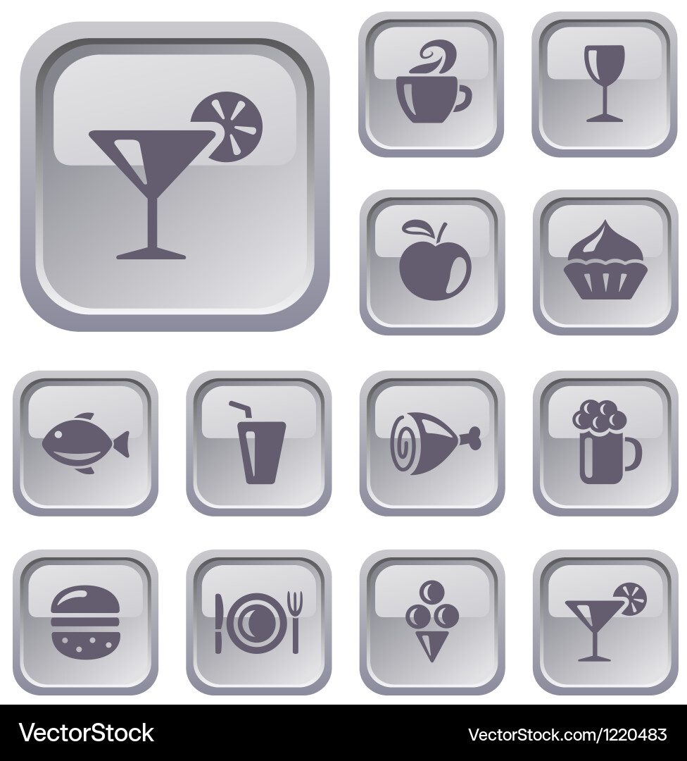 Food and drinks buttons Royalty Free Vector Image