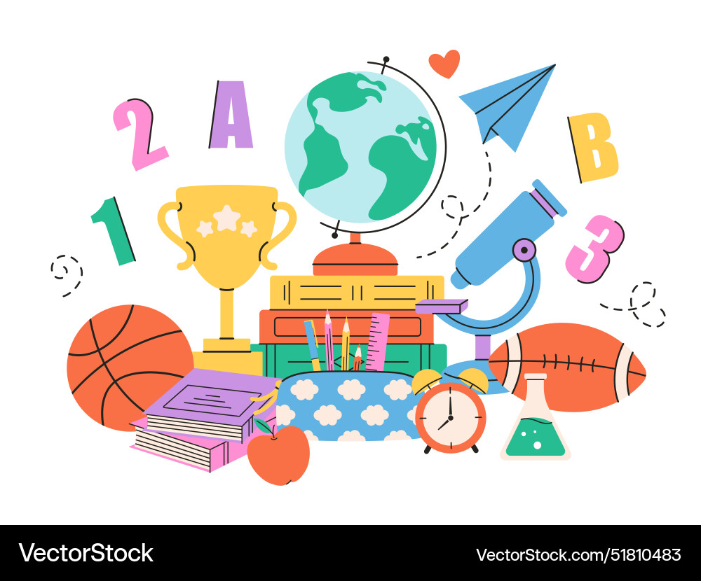 School supplies poster back Royalty Free Vector Image