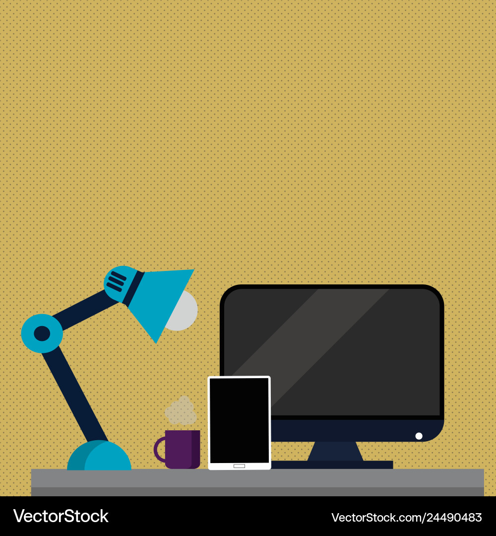 Simple arrangement of workspace night worker Vector Image