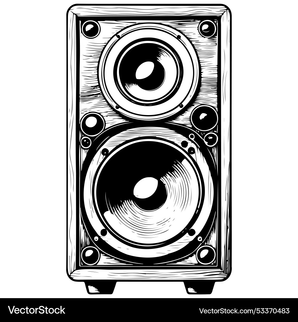 Speakers drawing realistic hand line art – Royalty-Free Vector ...