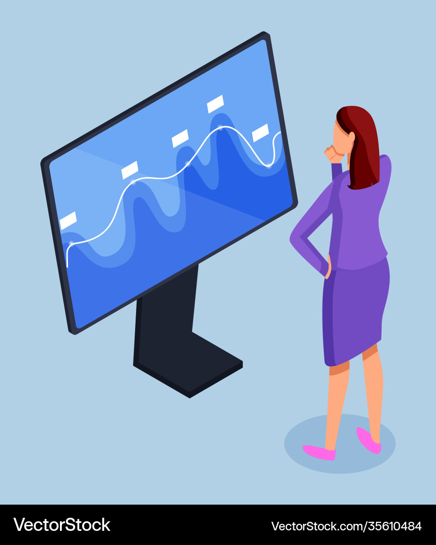 3d isometric thoughtful Royalty Free Vector Image