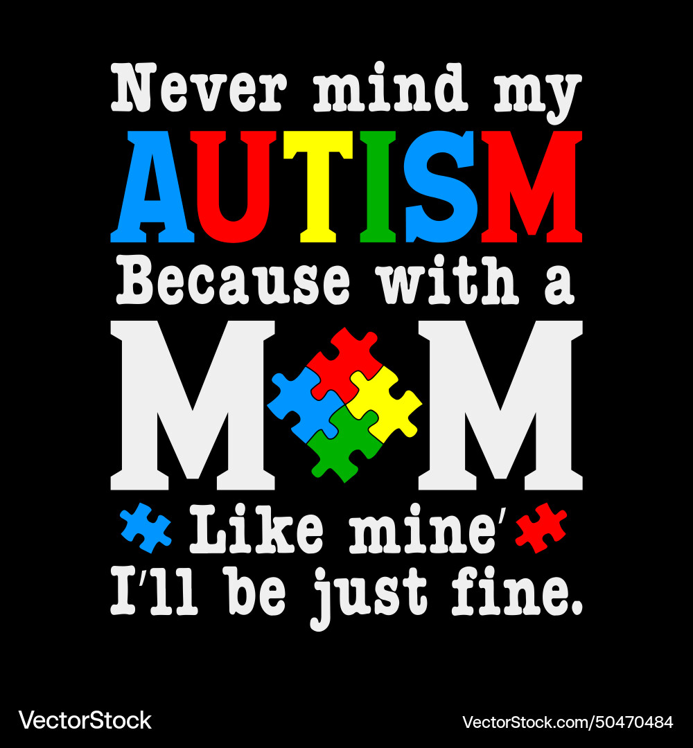 Autism mom awareness ribbon Royalty Free Vector Image