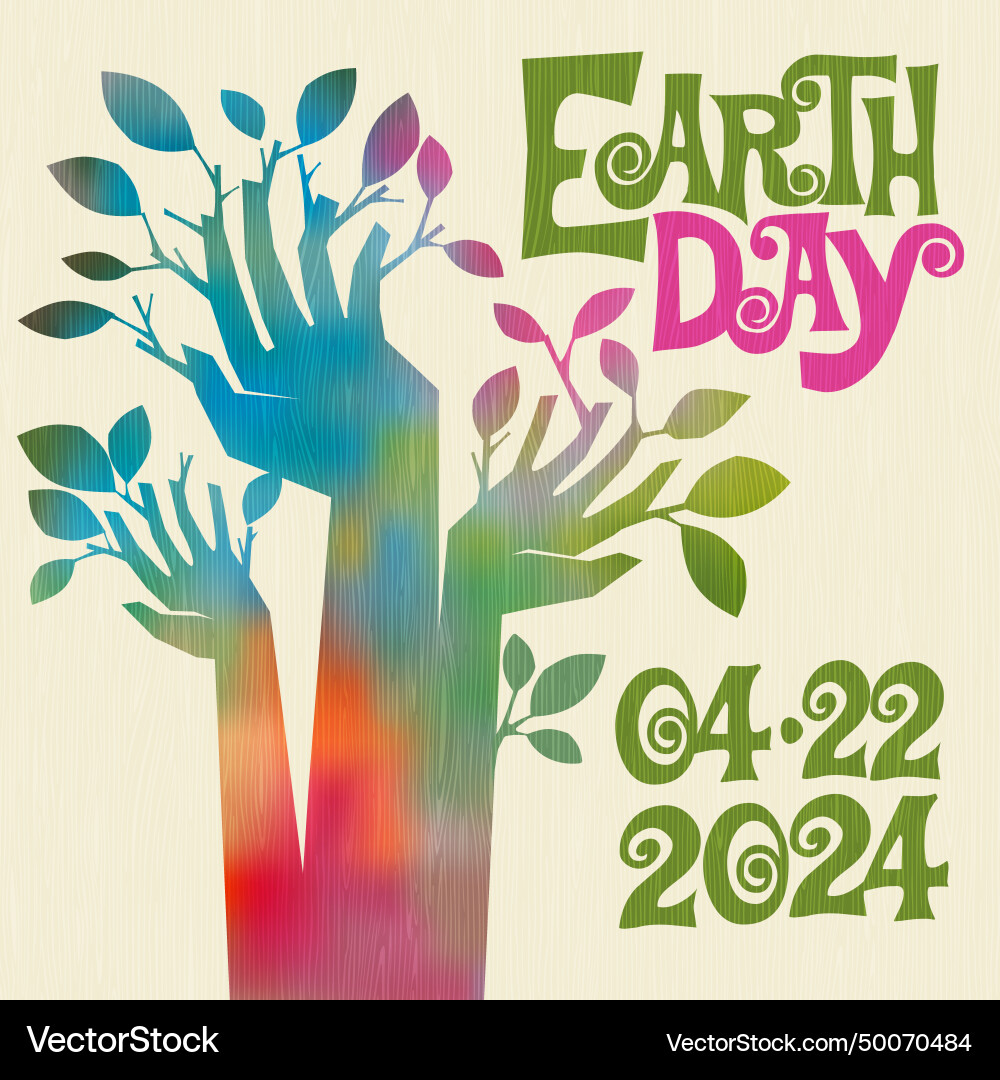 Earth day april 22 2024 retro design Royalty Free Vector