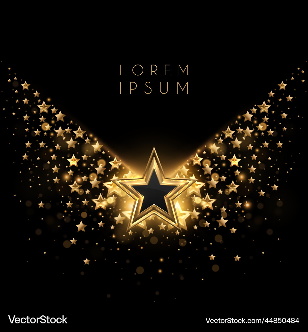 Golden stars on black background Royalty Free Vector Image
