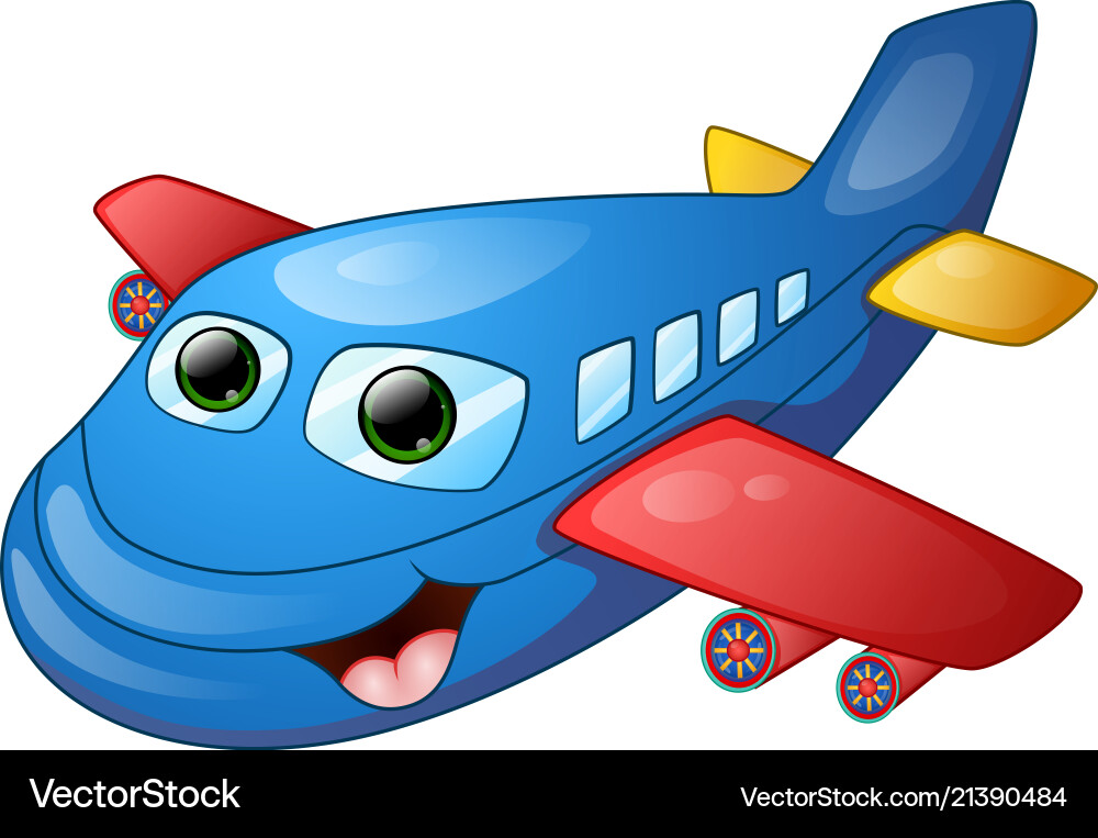 Happy plane cartoon Royalty Free Vector Image - VectorStock