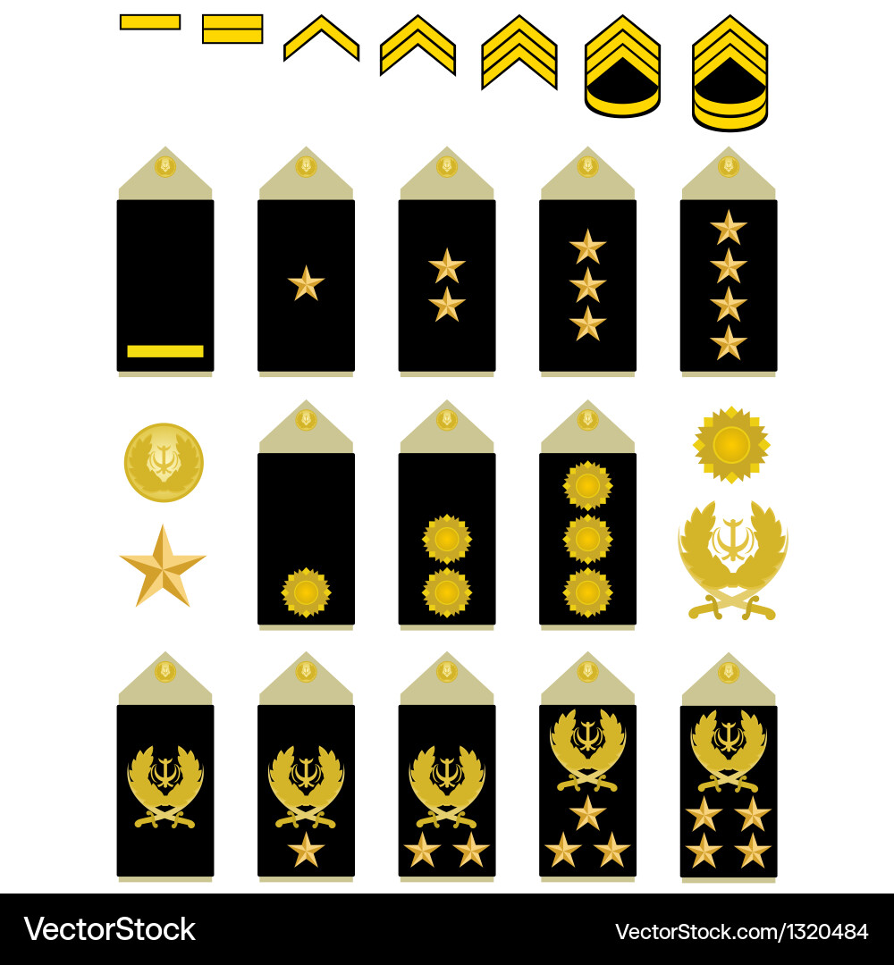 Iranian Army Ranks and Insignia Royalty Free Vector Image