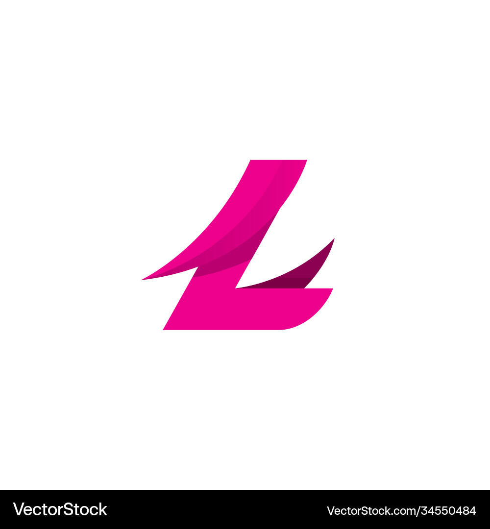 L logo simple with pink color Royalty Free Vector Image