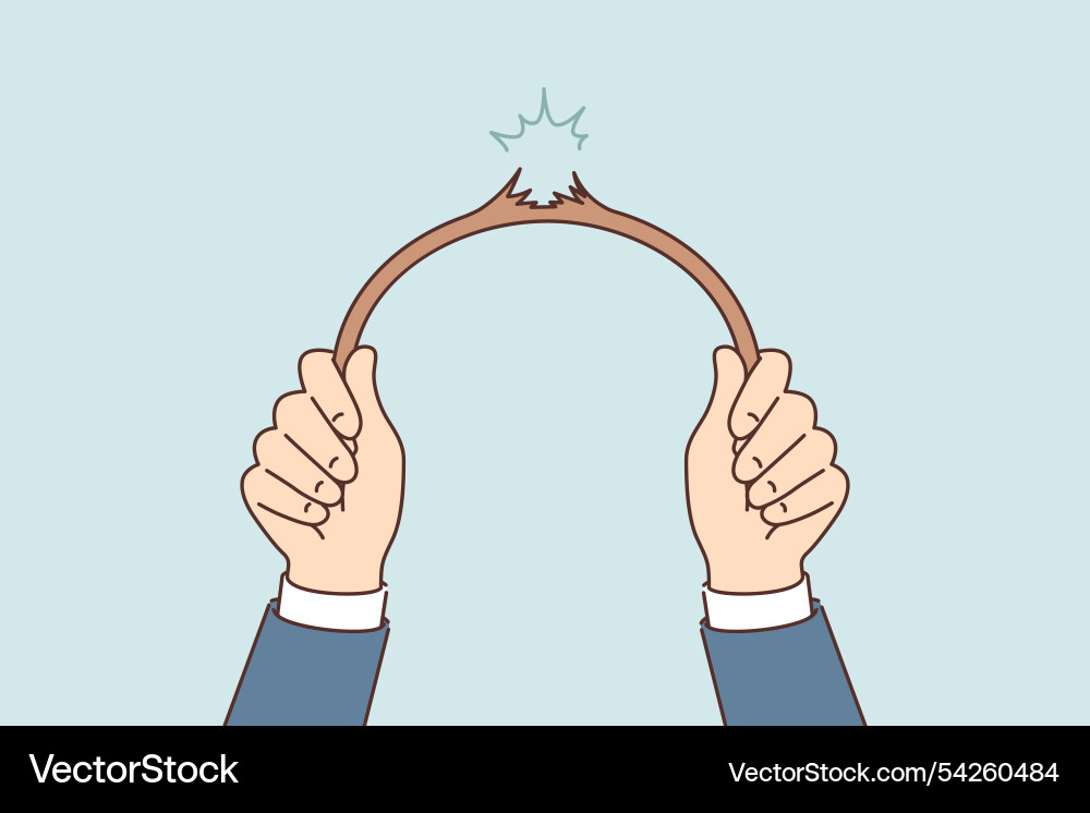 Man hands break stick showing strength Royalty Free Vector