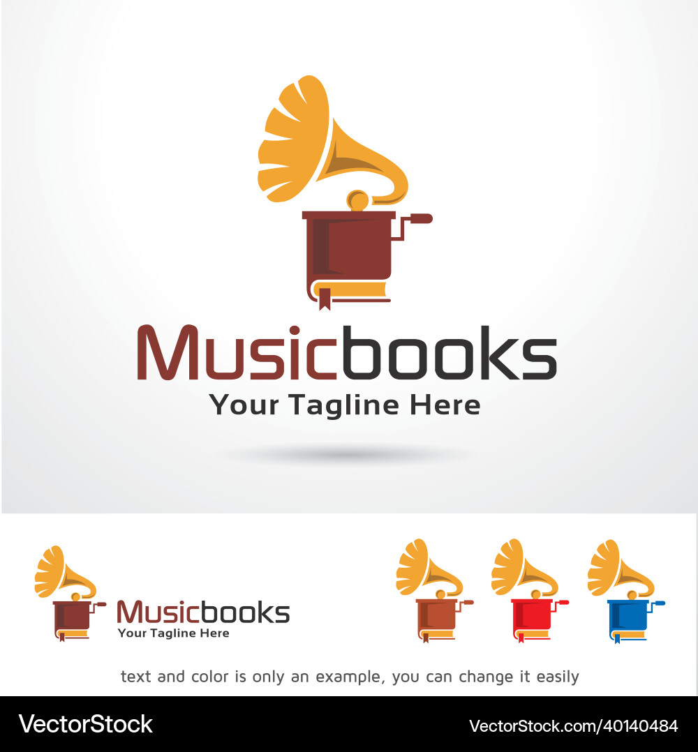Music books logo template Royalty Free Vector Image