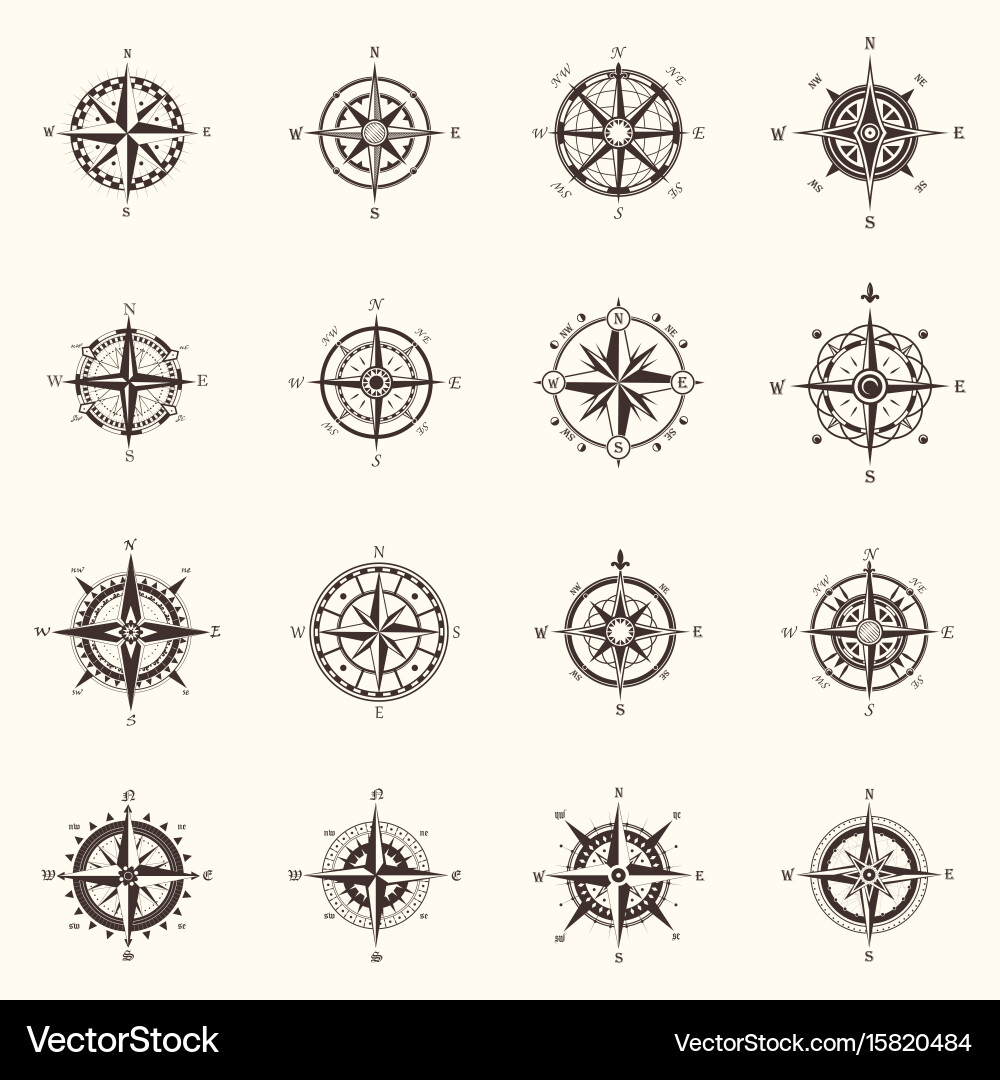 Old compass or ocean sea navigation wind rose Vector Image