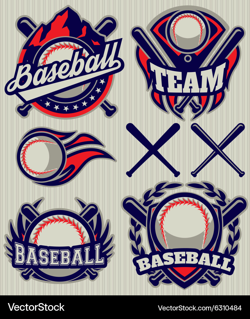 Set sports template with ball and bats Royalty Free Vector
