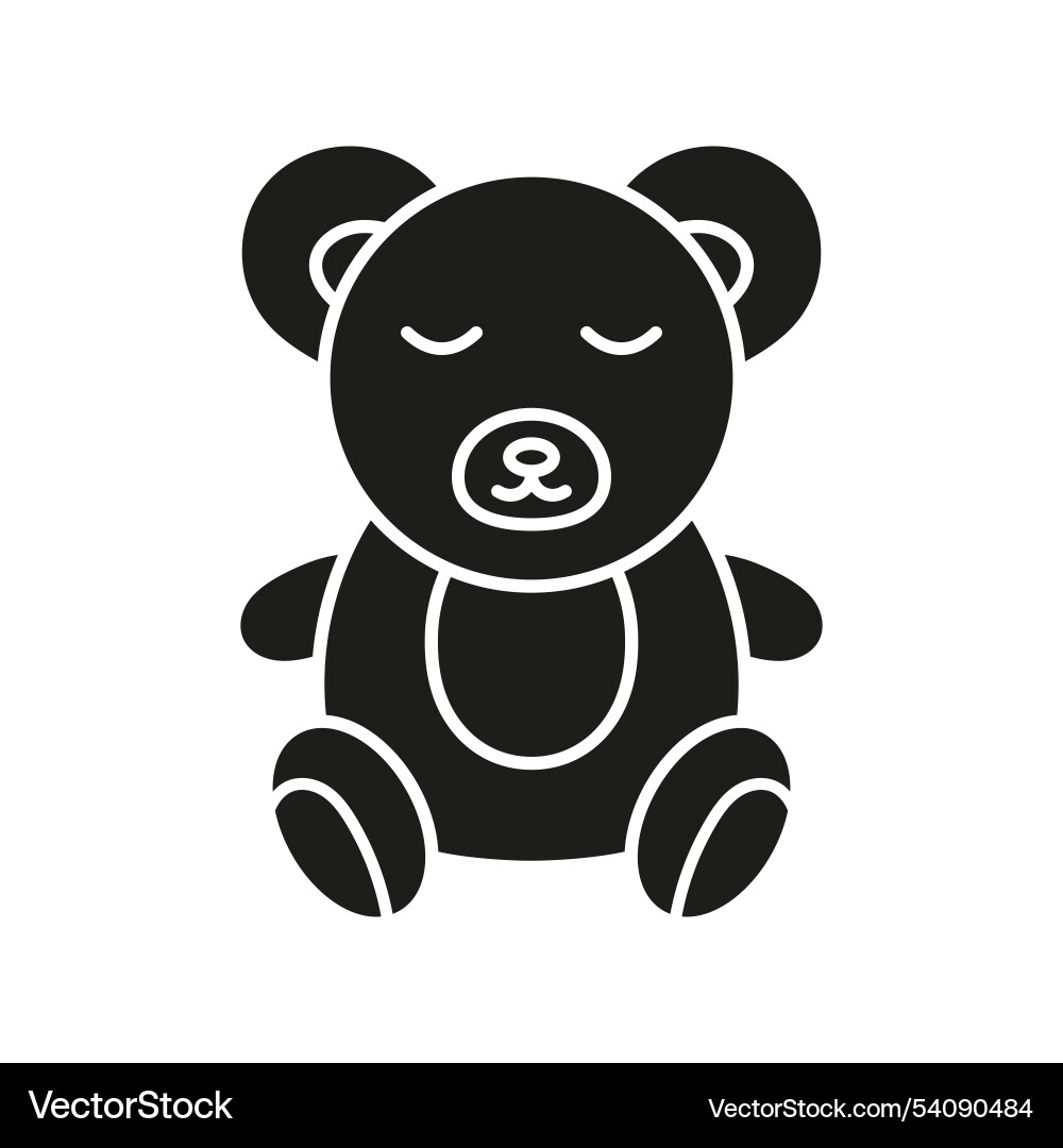 Sleeping teddy bear silhouette icon childhood Vector Image