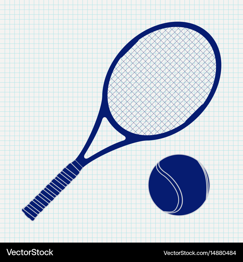 Tennis Racket and Ball on Paper Royalty Free Vector Image