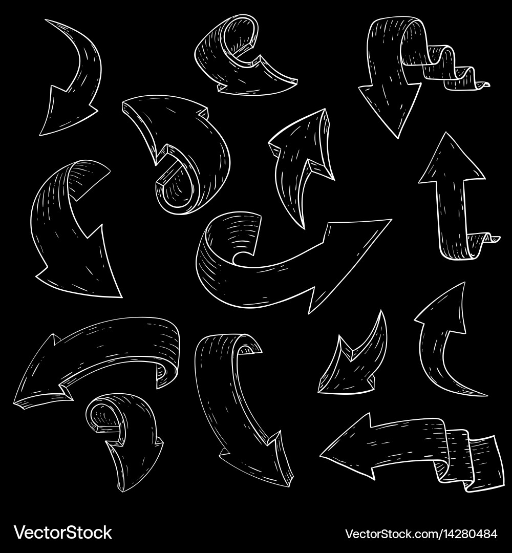 White Chalk Arrows Sketch Royalty Free Vector Image