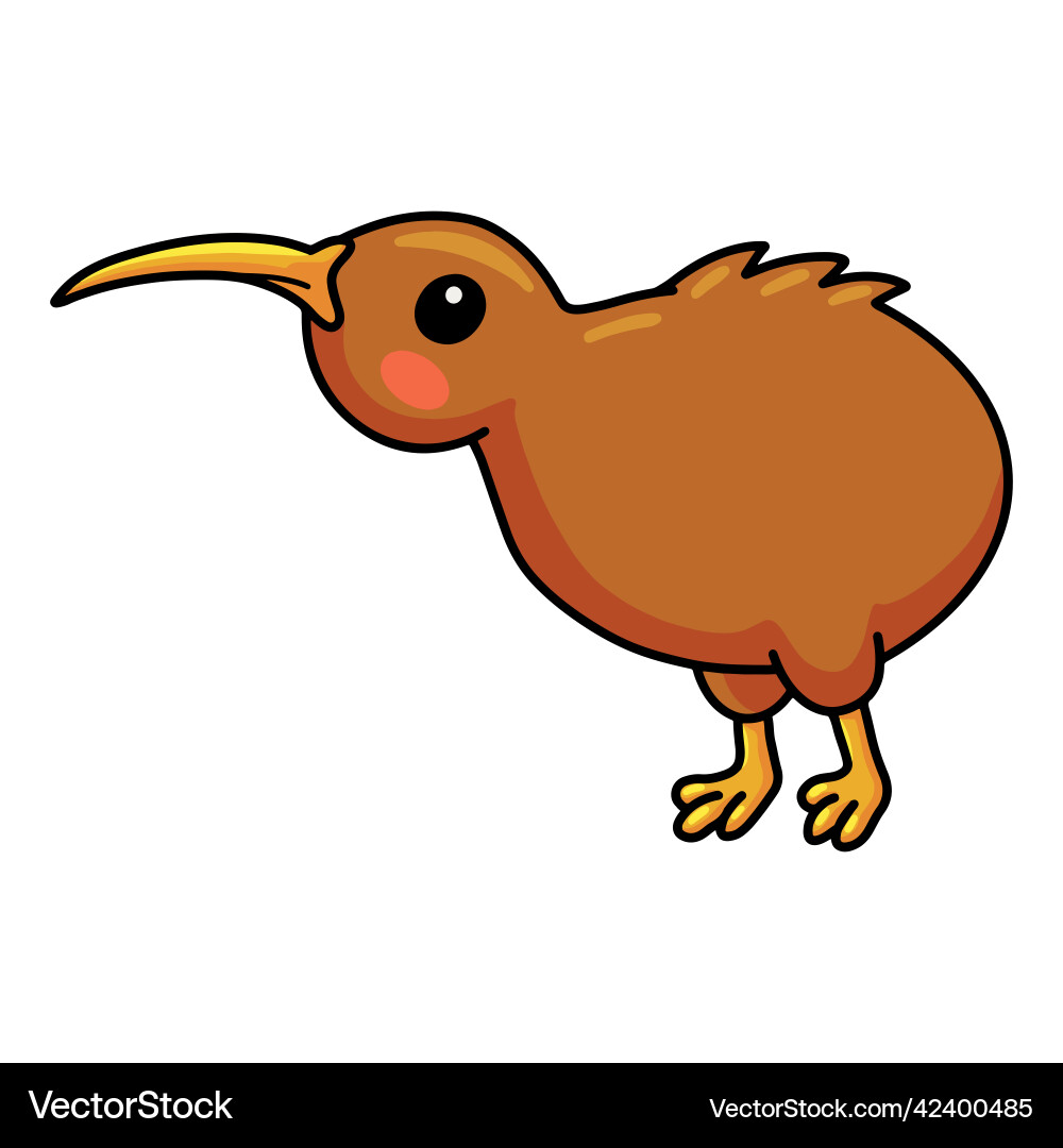 Cute little kiwi bird cartoon Royalty Free Vector Image
