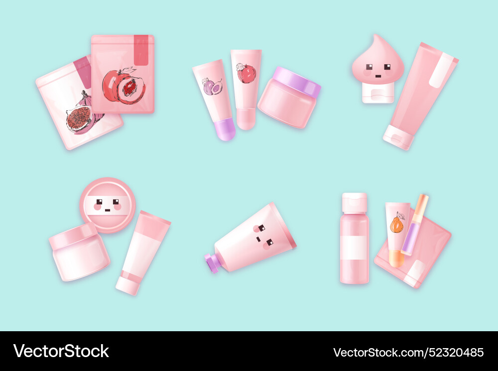 Hand drawn korean beauty element collection Vector Image