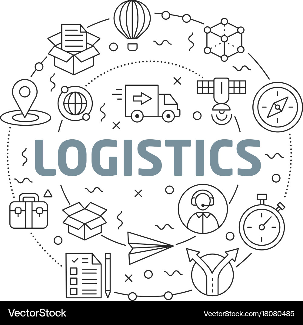 Logistics linear slide Royalty Free Vector Image