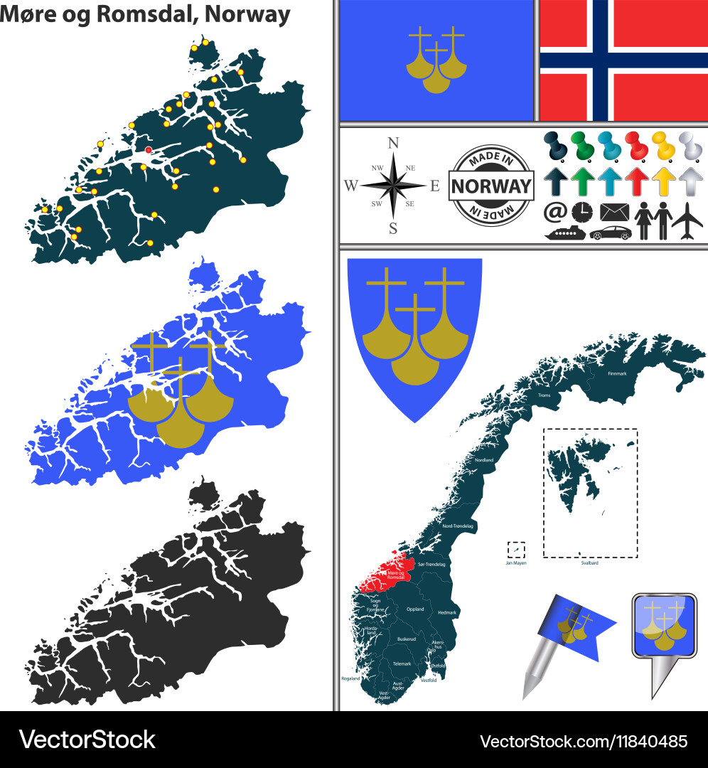 Map of more og romsdal Royalty Free Vector Image