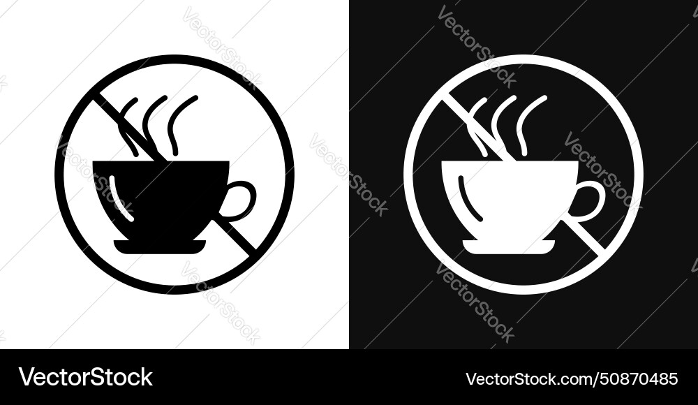 No coffee cup sign icon set prohibition Royalty Free Vector