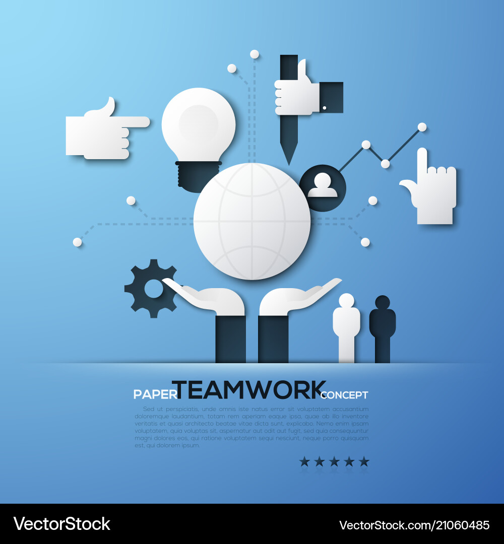 Paper concept of teamwork team building global Vector Image