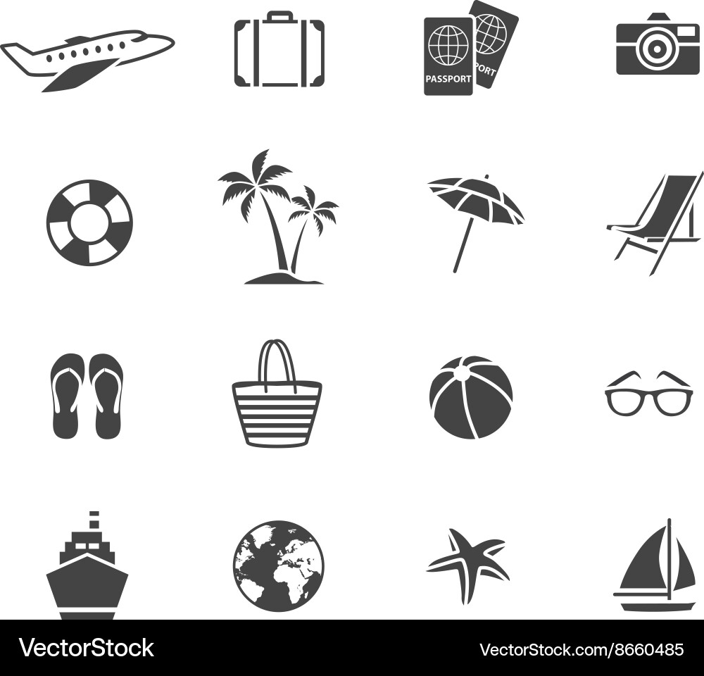 Vacation graphic flat icons set Royalty Free Vector Image