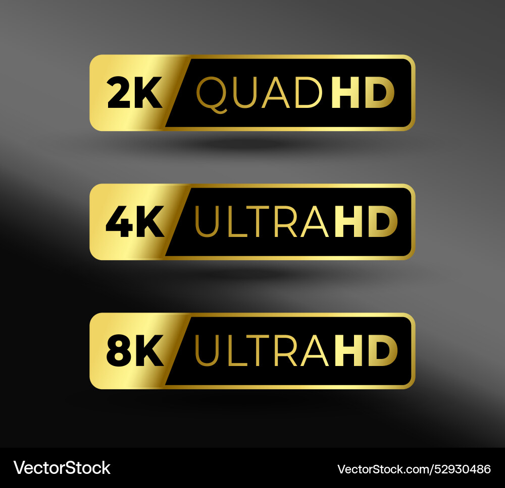2k 4k and 8k ultra hd screen resolution quality Vector Image