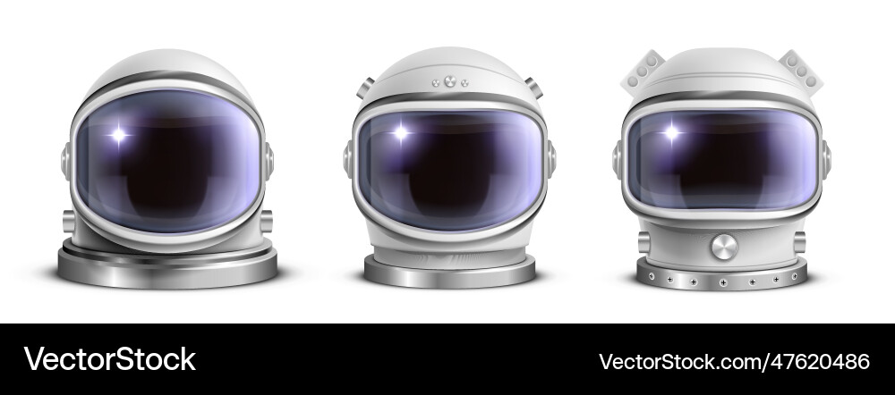 Astronauts helmet realistic set Royalty Free Vector Image