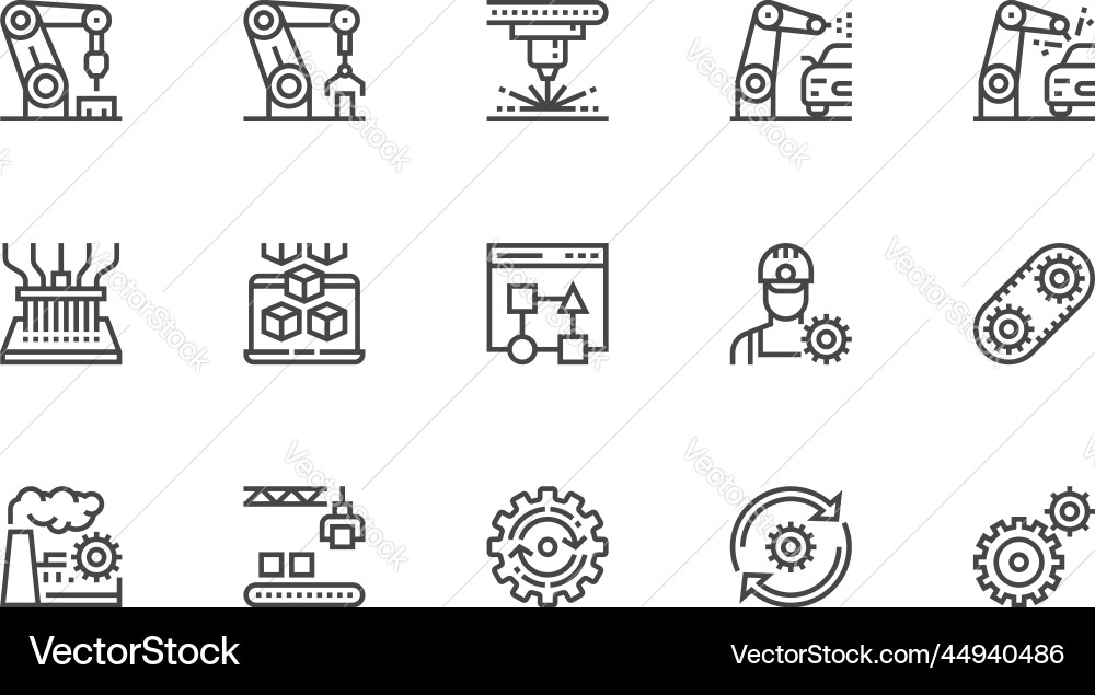 Automation line icons Royalty Free Vector Image