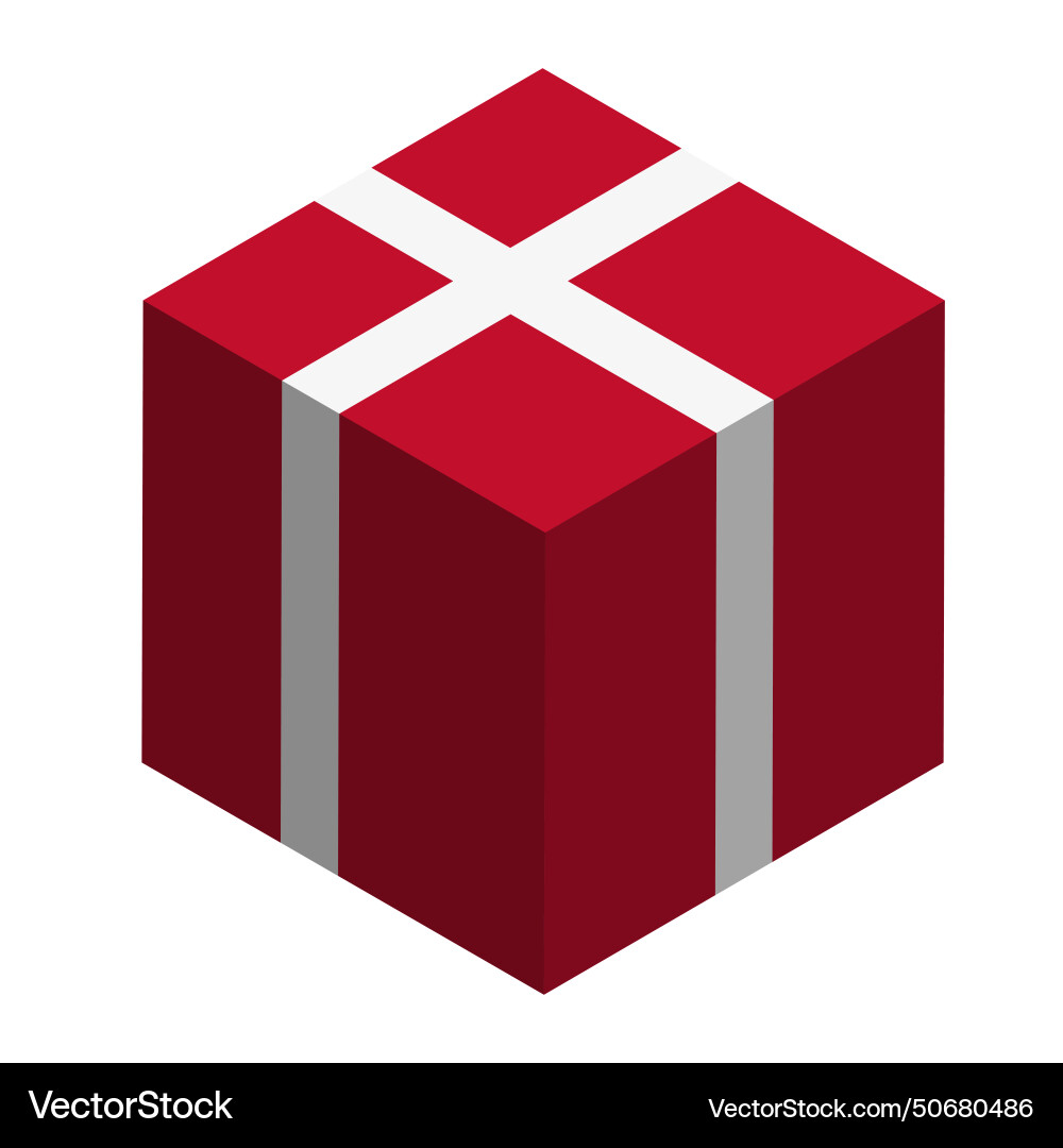 Cube flag of denmark Royalty Free Vector Image