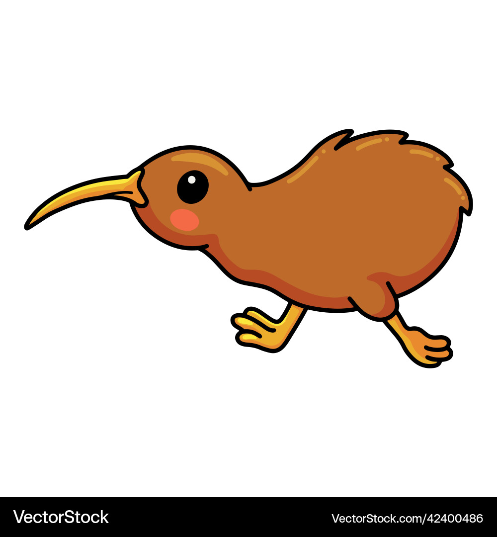 Cute little kiwi bird cartoon Royalty Free Vector Image